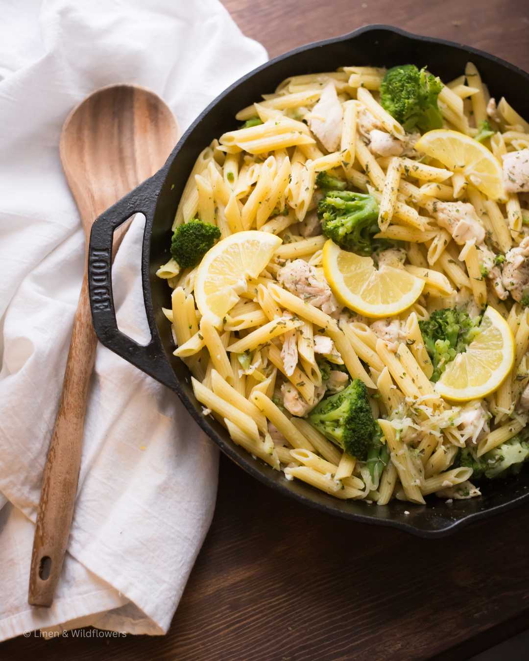 Lemon Garlic Chicken Penne Pasta Recipe · Linen & Wildflowers