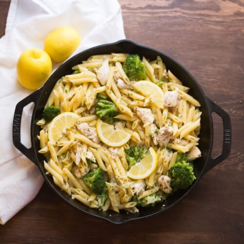 Lemon Garlic Chicken Penne Pasta Recipe · Linen & Wildflowers