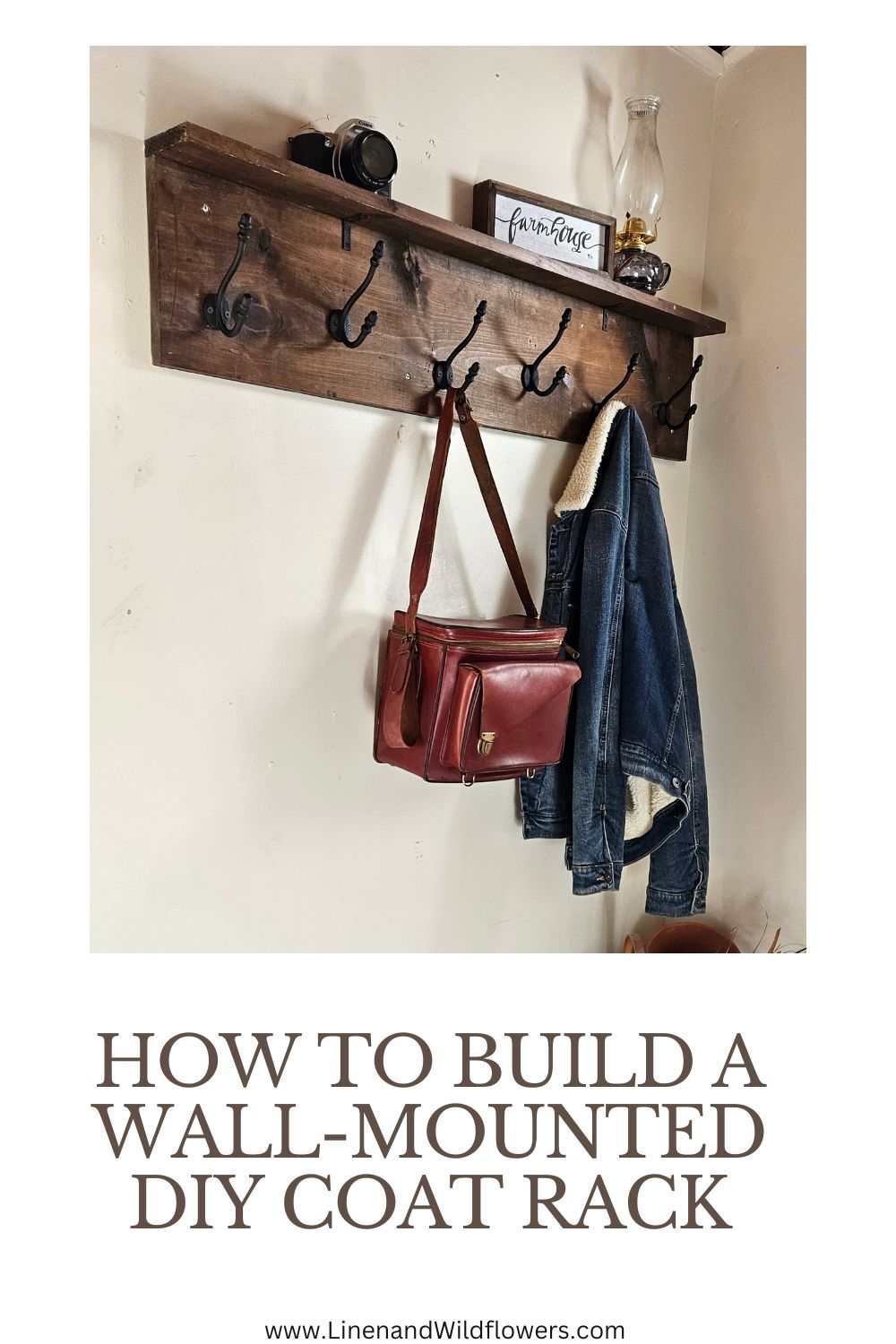 How to Build a Wall-Mounted DIY Coat Rack · Linen & Wildflowers