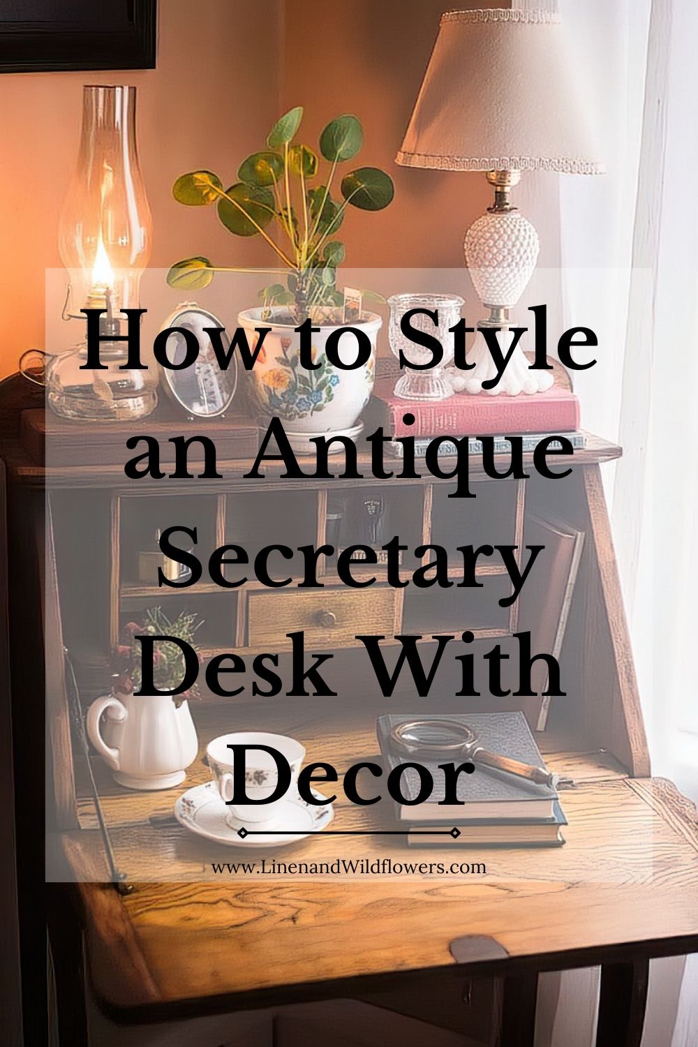 How to Style an Antique Secretary Desk With Decor · Linen & Wildflowers