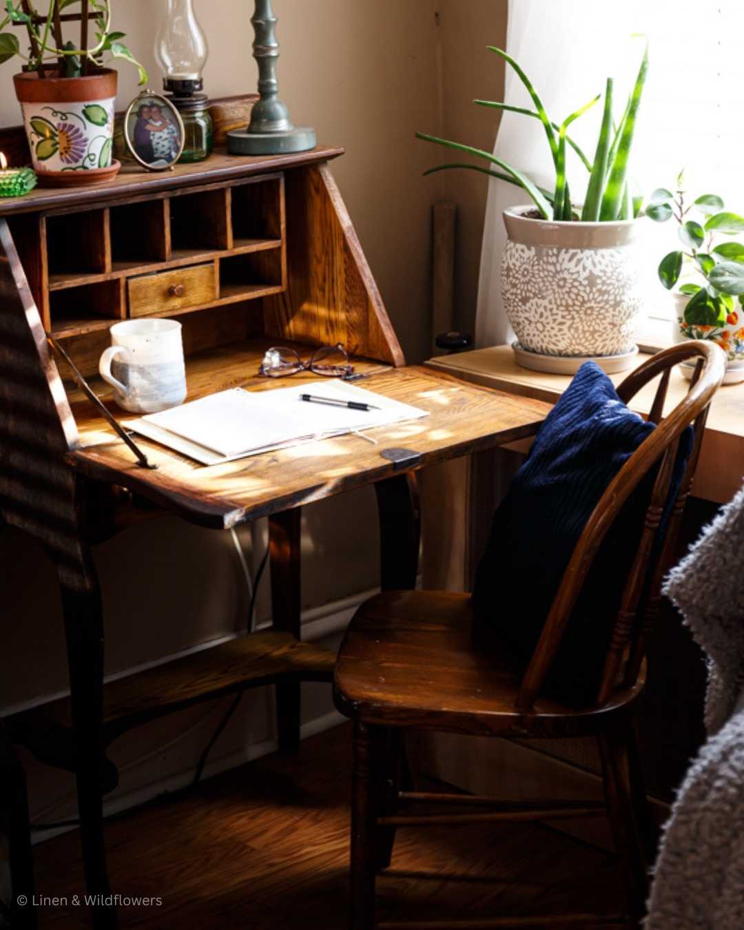 How to Style an Antique Secretary Desk With Decor · Linen & Wildflowers