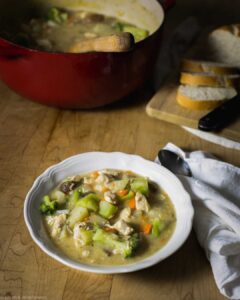One Pot Chicken Stew Recipe in a Dutch Oven · Linen & Wildflowers