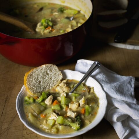 One Pot Chicken Stew Recipe in a Dutch Oven · Linen & Wildflowers