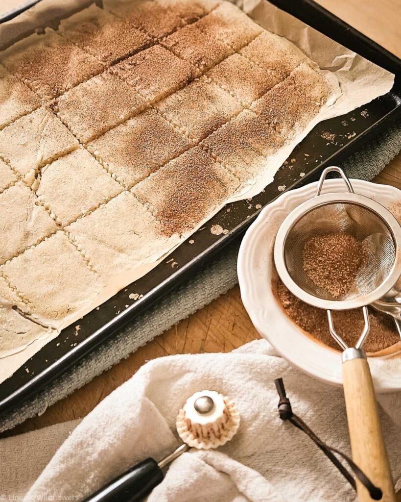 Easy Cinnamon Sugar Sourdough Discard Crackers · Linen & Wildflowers